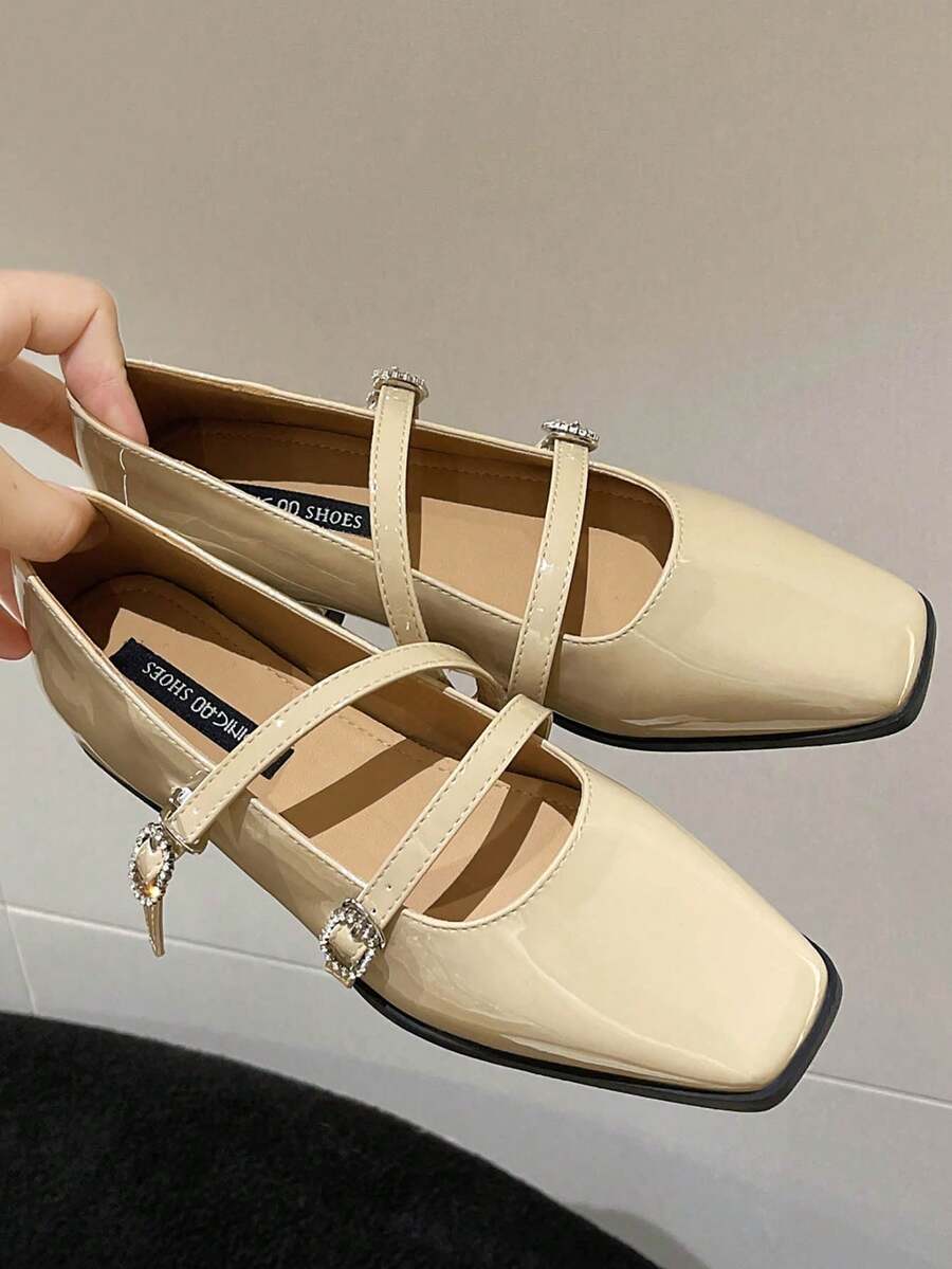 2024 Spring Mary Jane Vintage Style High-End Square Toe Ladies' Merlot ...