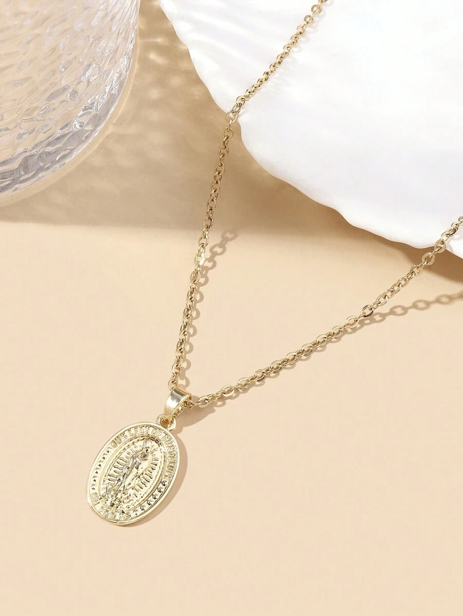1pc Classic Fashionable 14k Gold Plated Small Virgin Mary Pendant ...