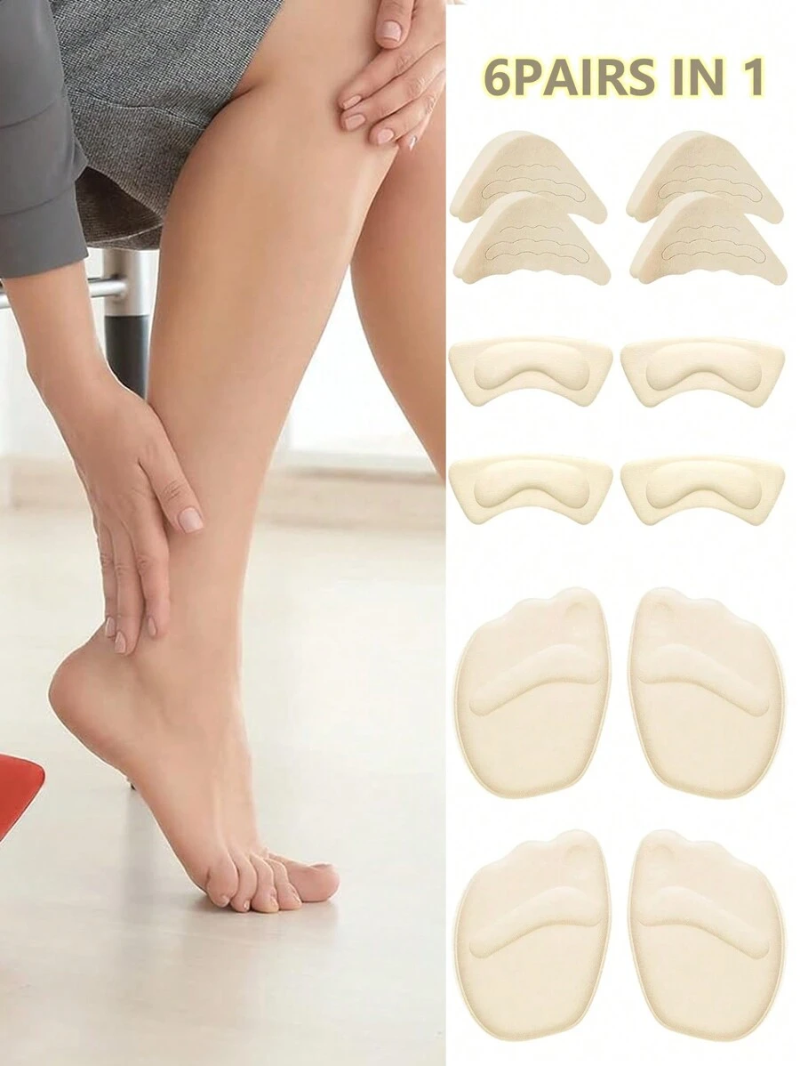 6 Pairs Adjustable Toe Filler, Forefoot Pads, Heel Grips, Stop Shoes ...