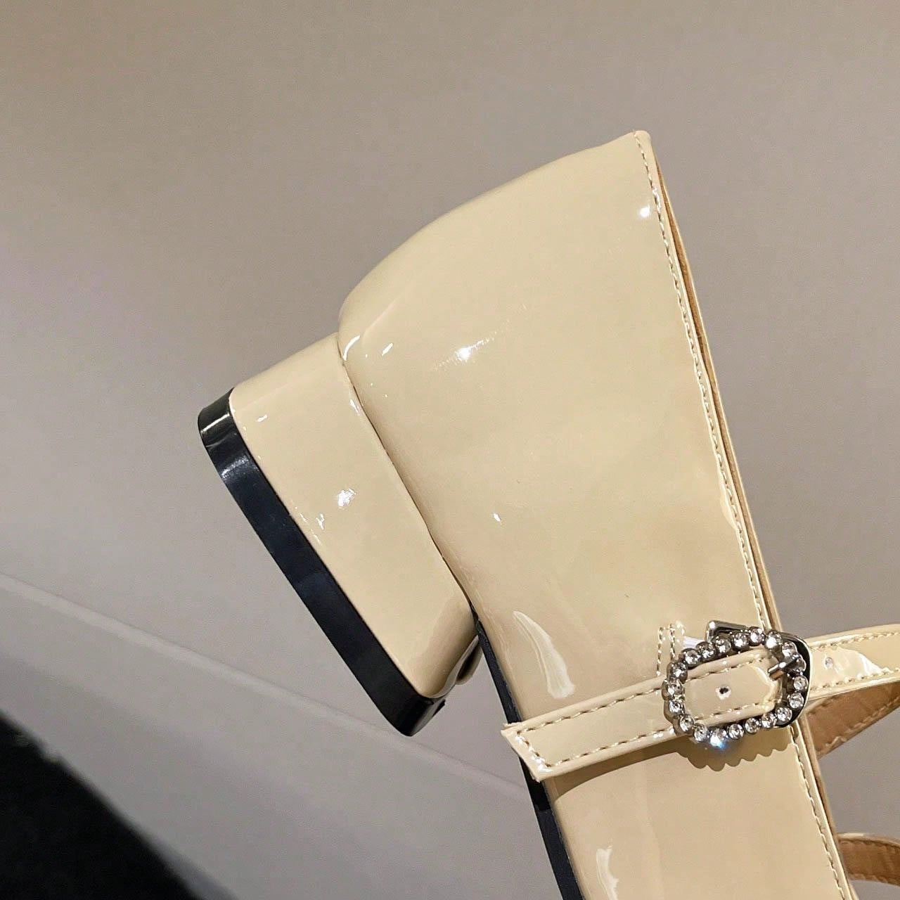 2024 Spring Mary Jane Vintage Style High-End Square Toe Ladies' Merlot ...