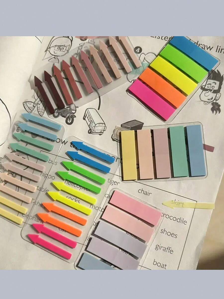 900pcs 6-Color Set Ultra-Thin Index Tabs Highlighter Sticky Notes For ...