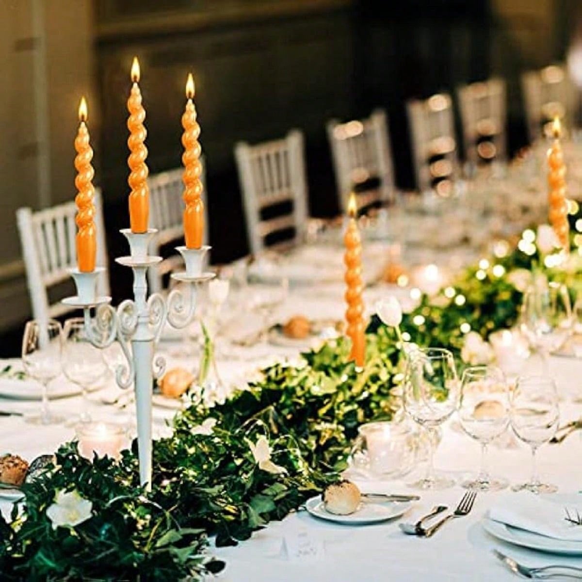 2 Boxes Of 4 Orange Spiral Candles Length 18cm Bottom Diameter 2cm ...