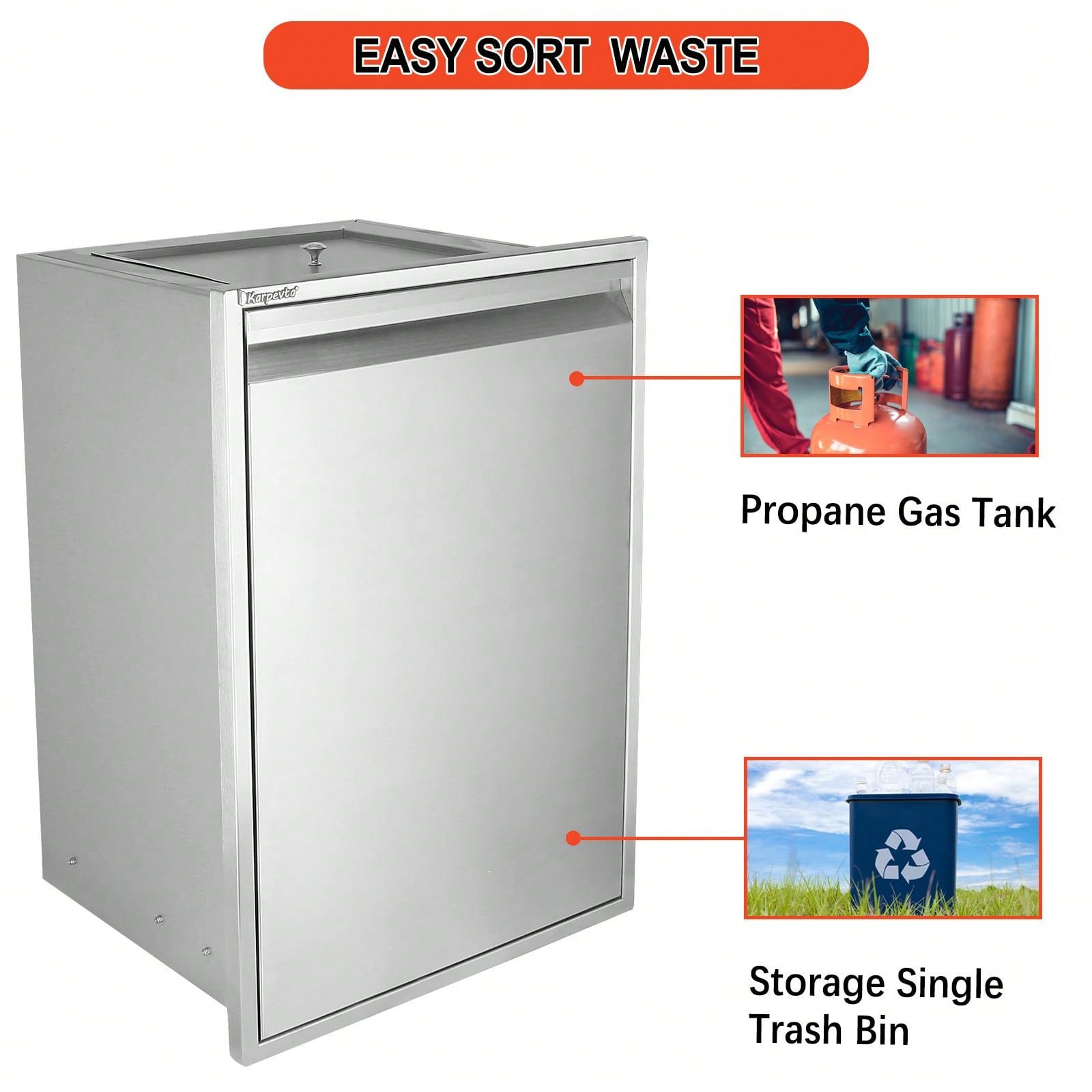 Karpevta Bulit In Trash Drawer Stainless Steel Pull-Out Trash Drawer ...