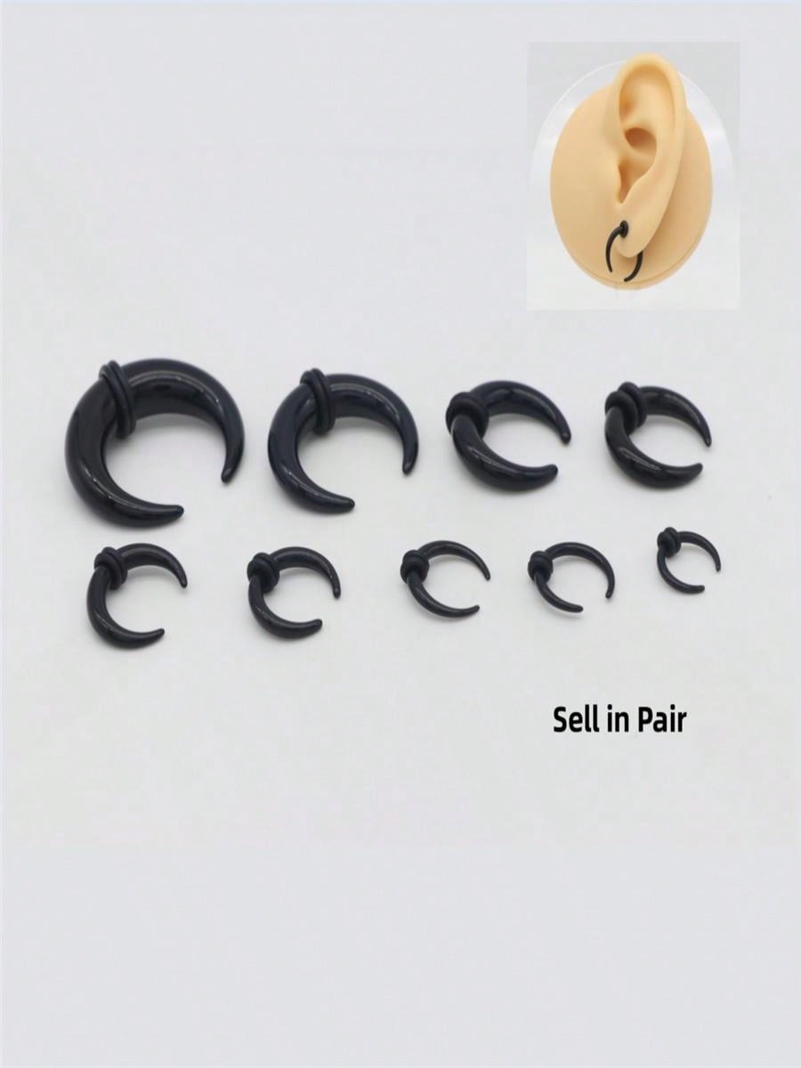 2PCS Black Acrylic Ox Horn Ear Taper Enlarger Nasal Septum Body Jewelry ...
