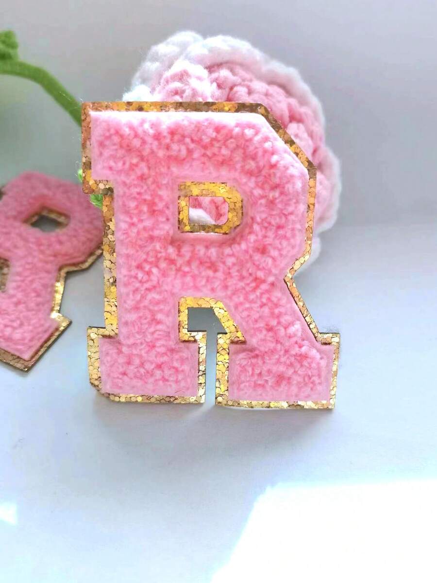 1pc 2 Inch Pink Embroidered Letter R Iron On Patch Or 1pc 2 Inch White ...
