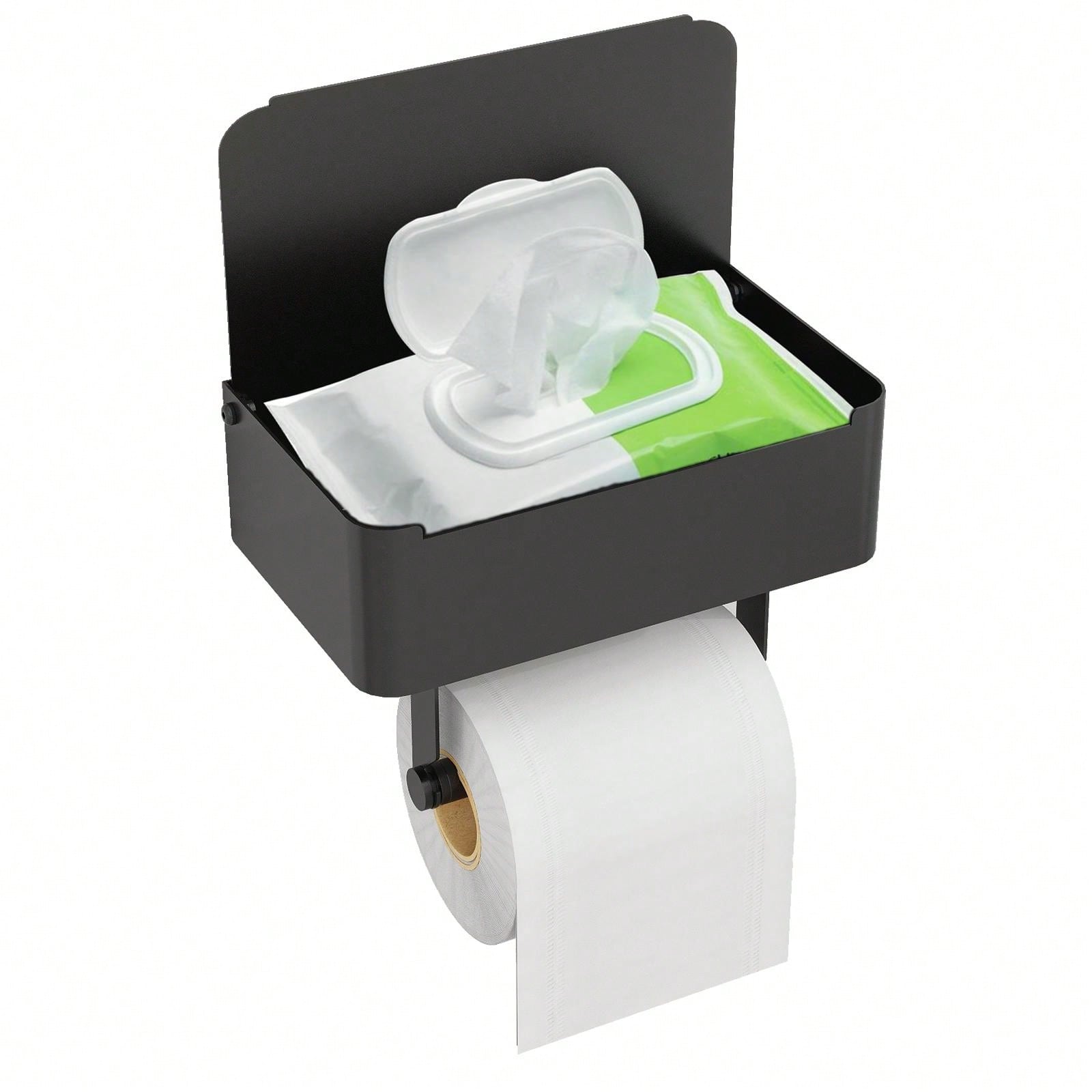 Toilet Paper Holder With Shelf, Flushable Wipes Dispenser Fits For ...