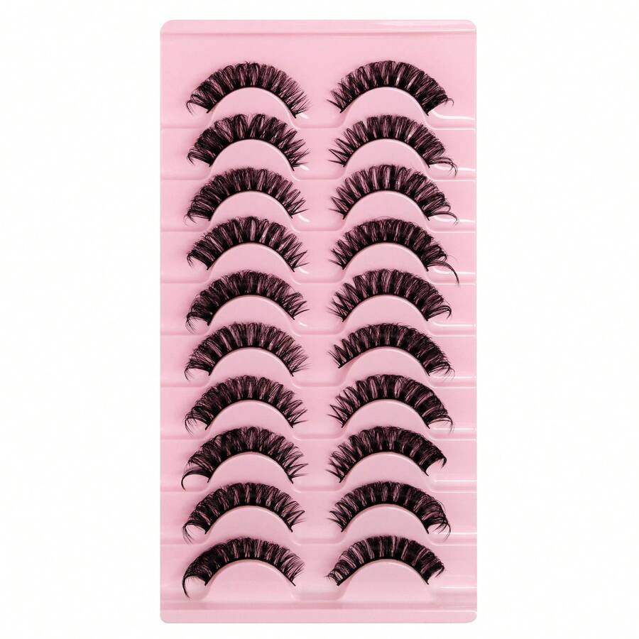 10 Pairs Lashes Fluffy D Curl False Eyelashes Wispy Russian Lashes ...