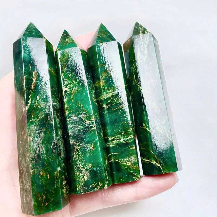 1pc 2.75-3.93inch Emerald Single Pointed Pillar Agate Jade Hexagonal ...