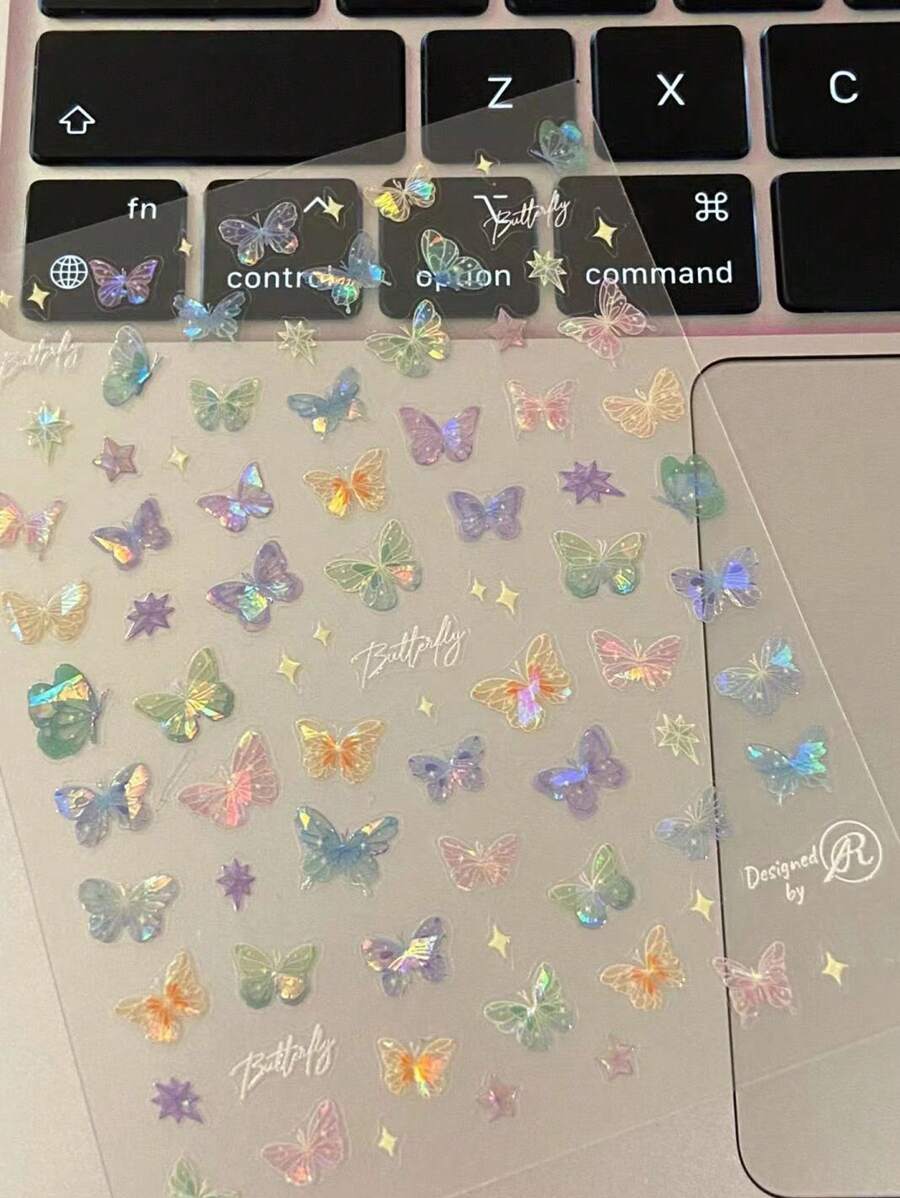 1pc Butterfly & Color Changing Laser Holographic Sticker High-End ...