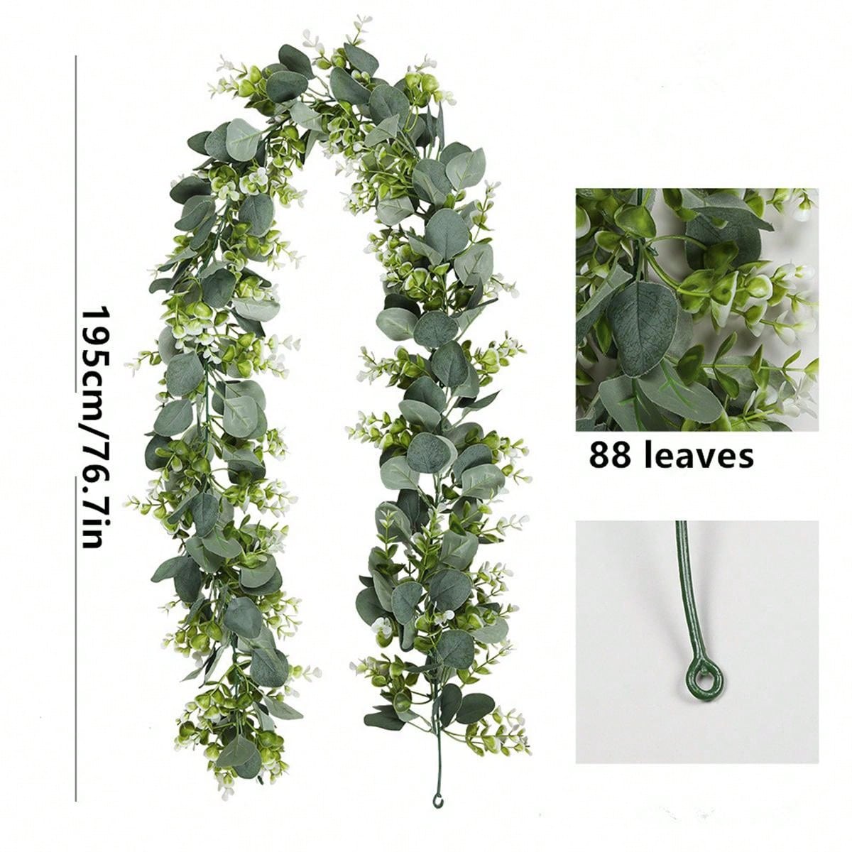 1pc 195cm Artificial Vertical Vine With Leaf, Apple Leaf, Eucalyptus ...