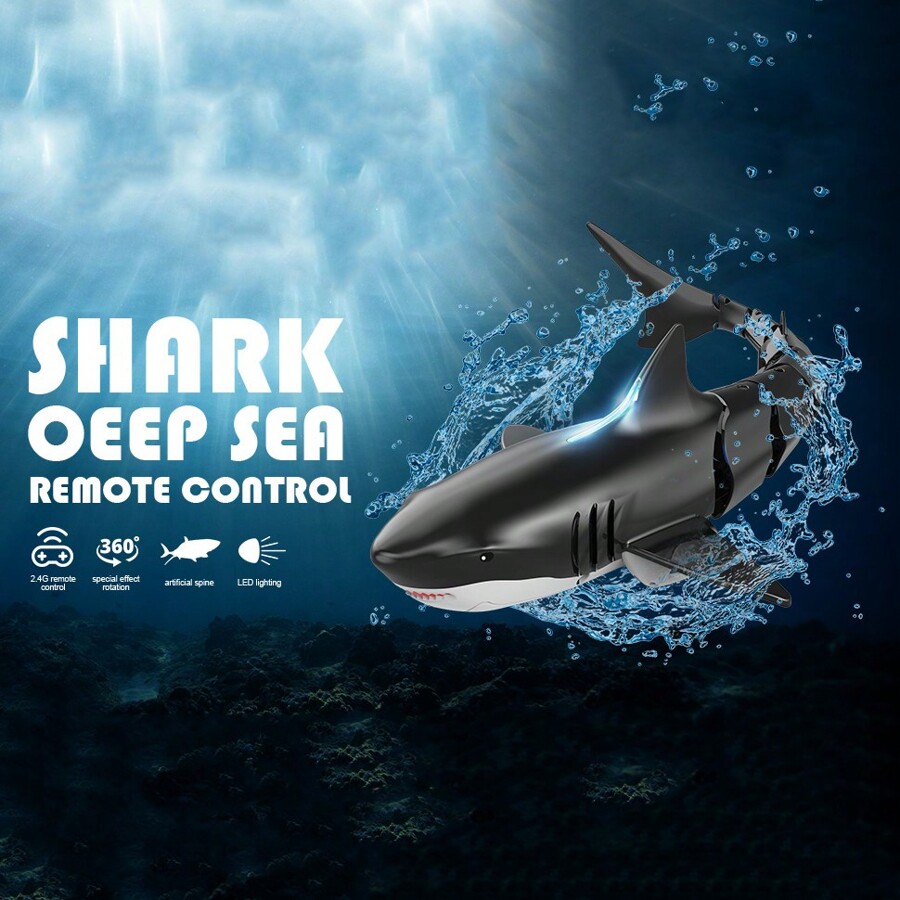 Remote-Control Shark Toy With Led Lights, Rechargeable 1000mah ...