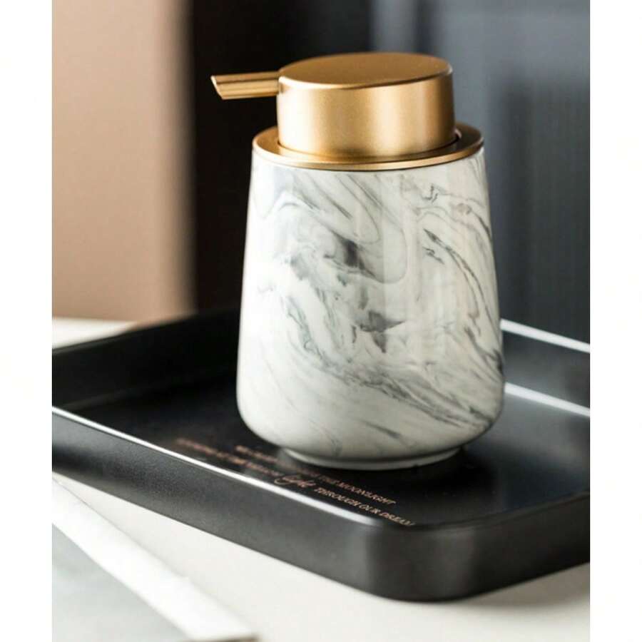 Gray Patterned Ceramic Soap Dispenser, Manual Press Type Foam Dispenser ...