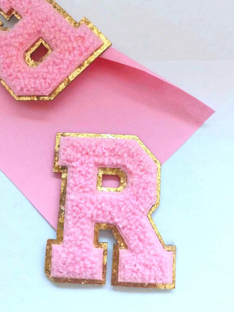1pc 2 Inch Pink Embroidered Letter R Iron On Patch Or 1pc 2 Inch White ...