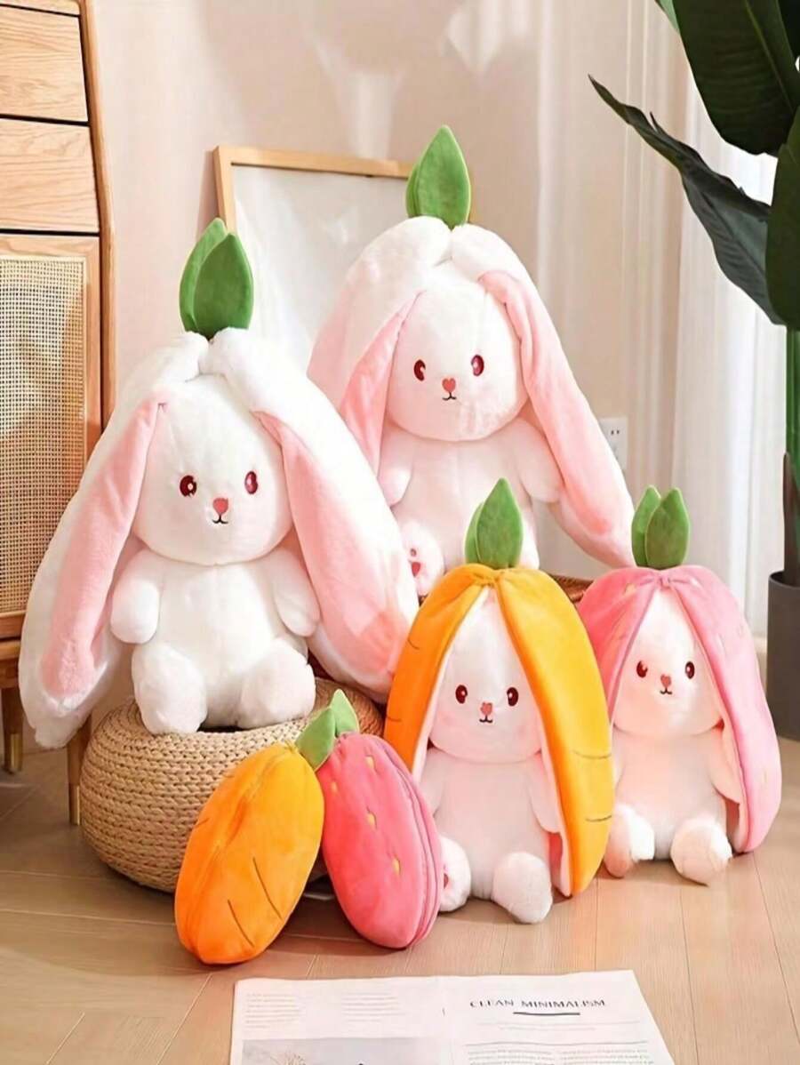 1pc Pink Strawberry Bunny Plush Toy | SHEIN USA