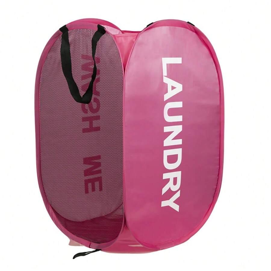 1pc Pink Collapsible Pop-Up Laundry Basket & Picnic Storage Basket ...