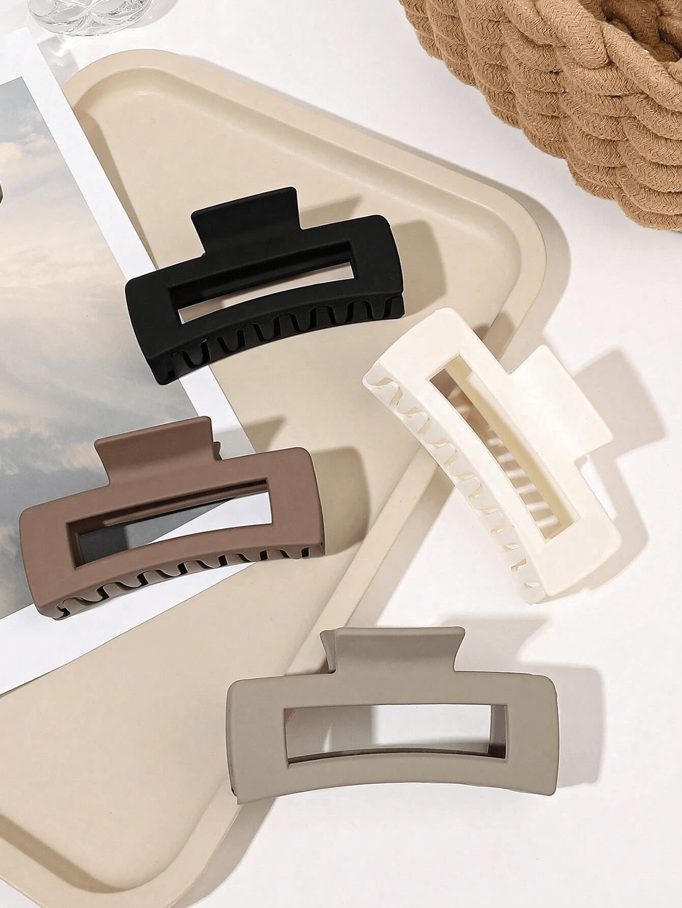 1-4pcs/Set Simple Solid Color Hair Claw Clips, Suitable For Daily Life ...