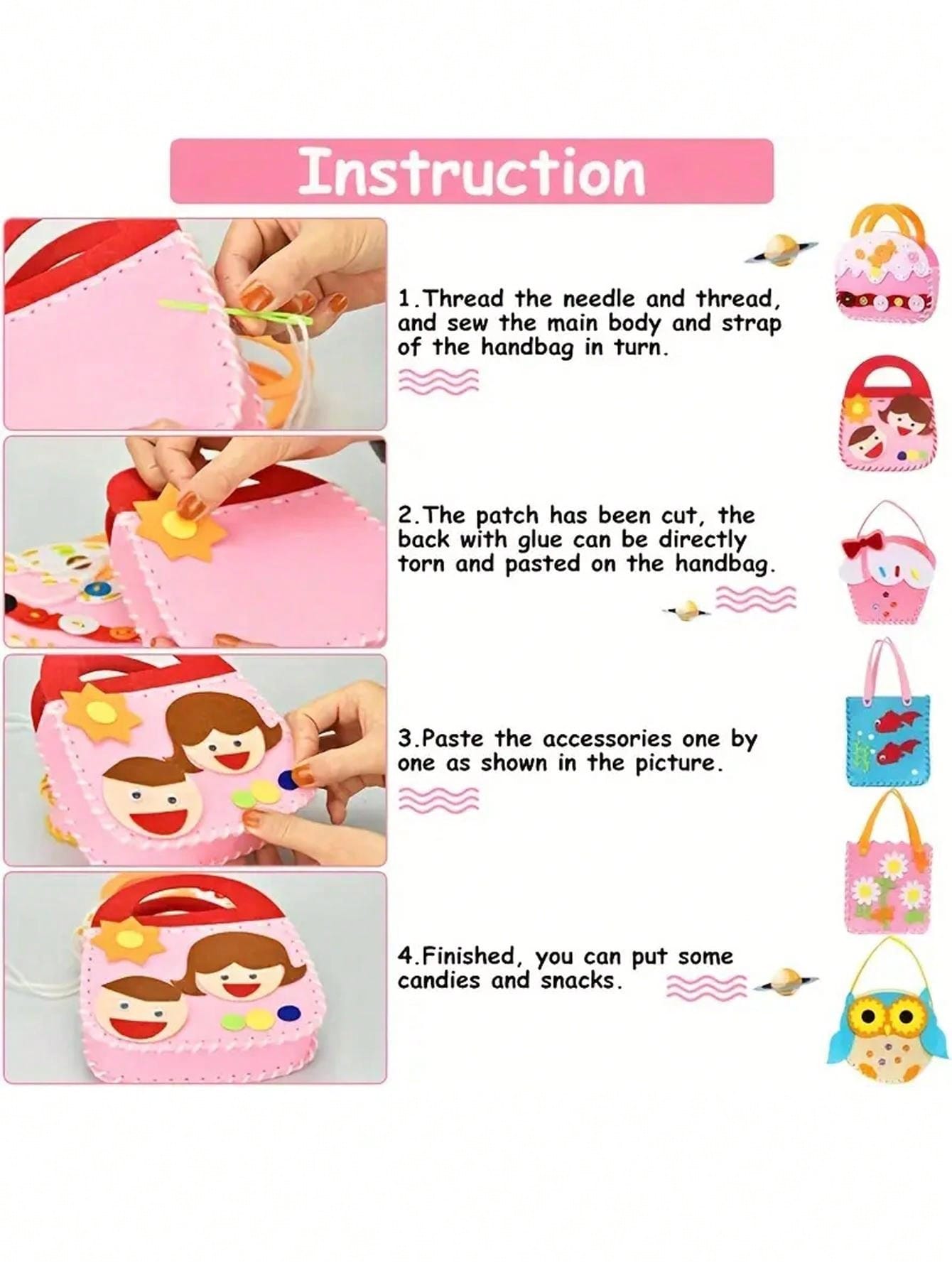 1pc Diy Children's Craft Kit For Sewing A Bag With Felt Fabric ...