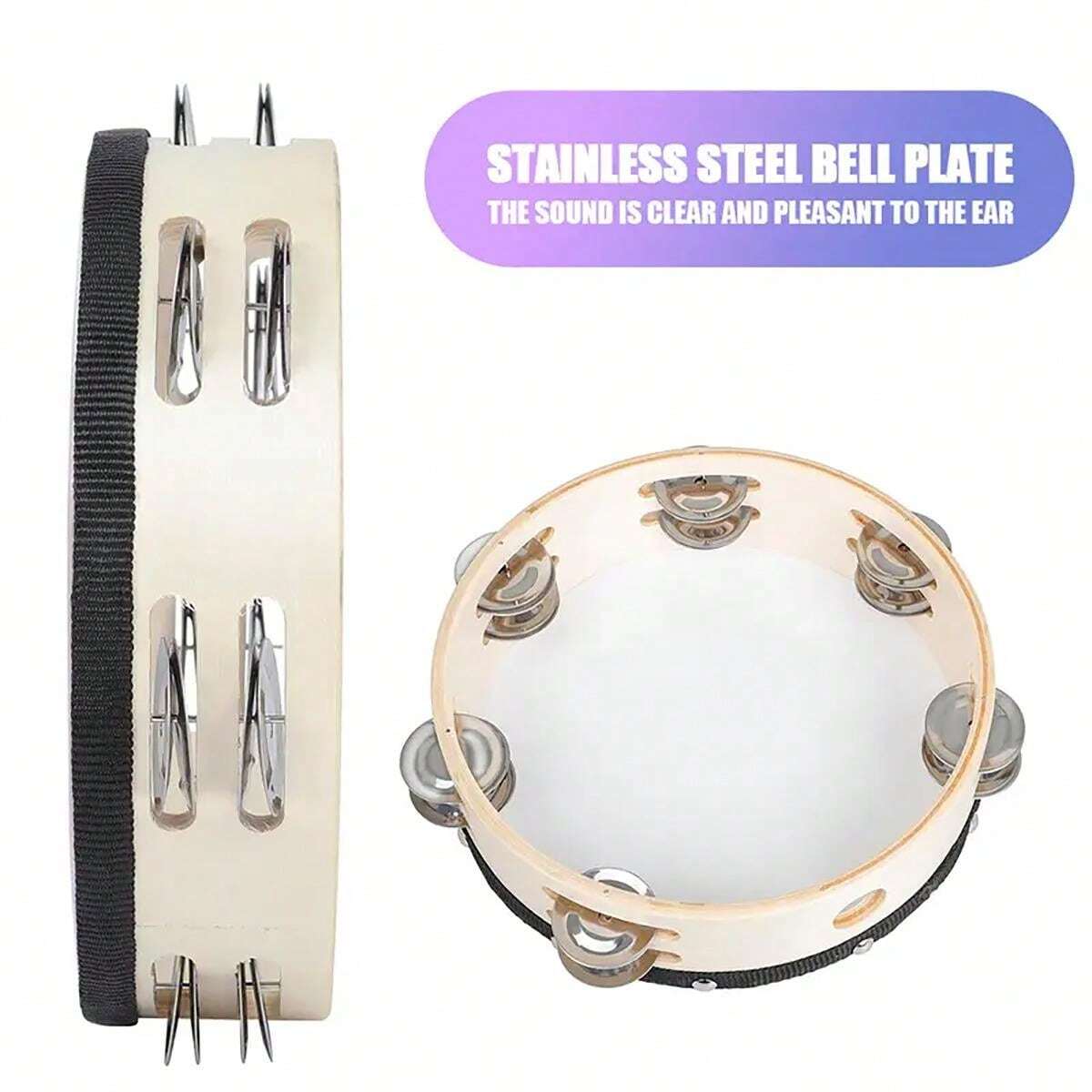 8 Inch Palm Double-Layer Hand Rattle, Orff Dove Tambourine Drum ...