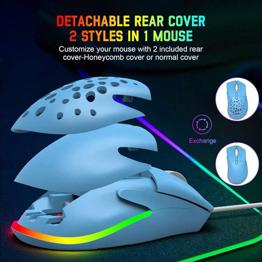 Mini Ultralight Wired Gaming Mouse RGB LED Backlit Gaming Mice With ...
