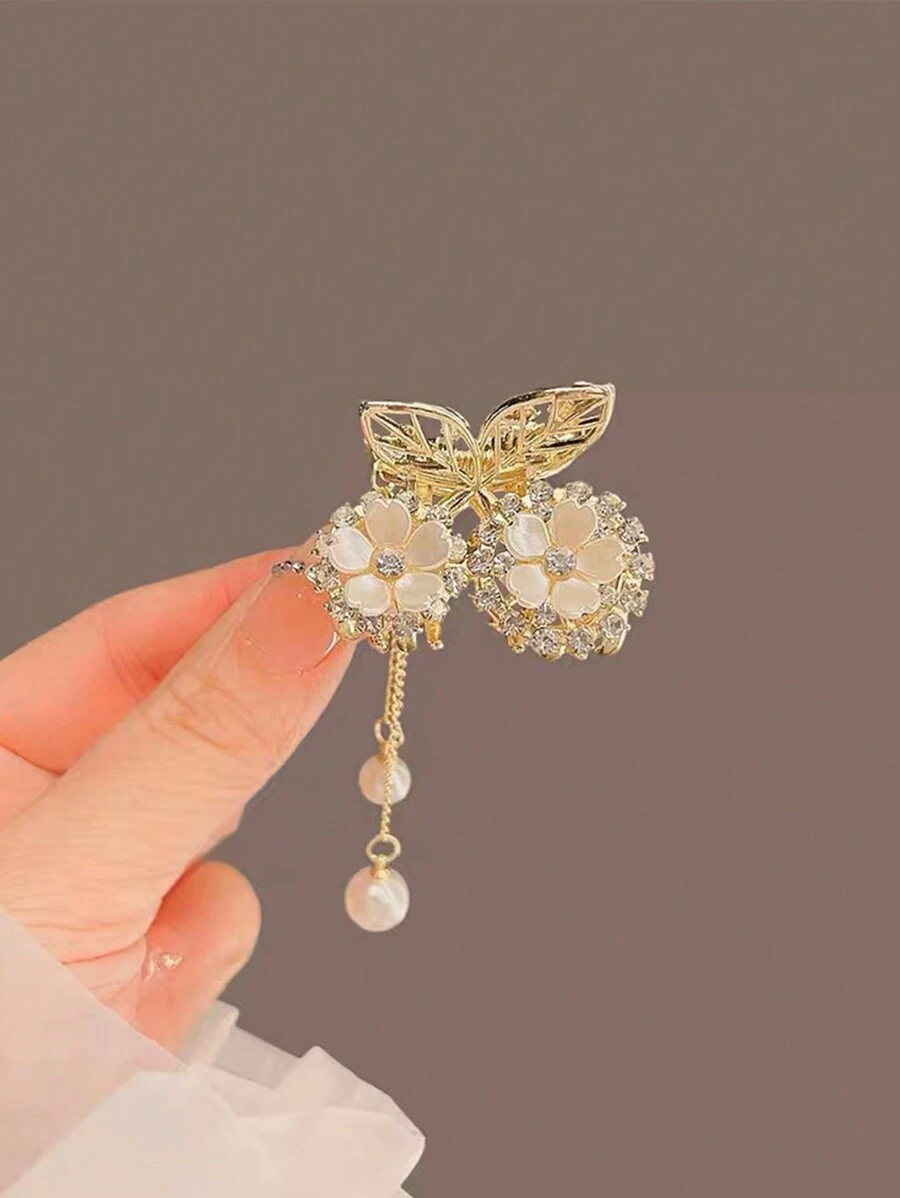 1pc Small Size Rhinestone & Rose Flower & Butterfly Claw Clip Hair ...