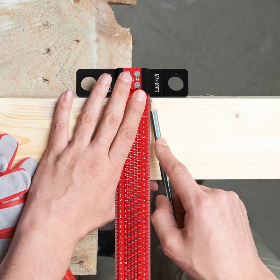 T-Square Ruler 12inch Aluminum Alloy Woodworking Scribe Marking T-Ruler ...