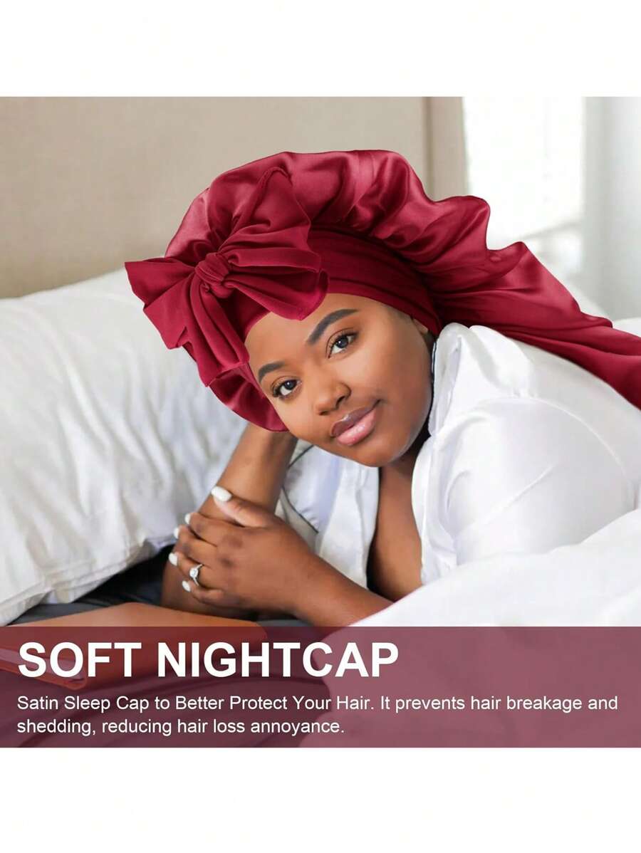 Long Satin Braid Bonnet For Women Silk Bonnet For Sleeping Sleep Cap ...