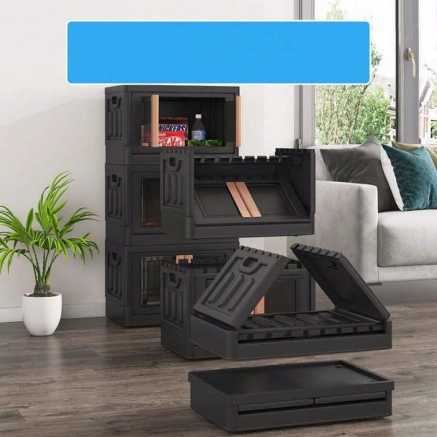 3 Pcs Plastic Collapsible Storage Box With Lid, Wardrobe Organisers And ...