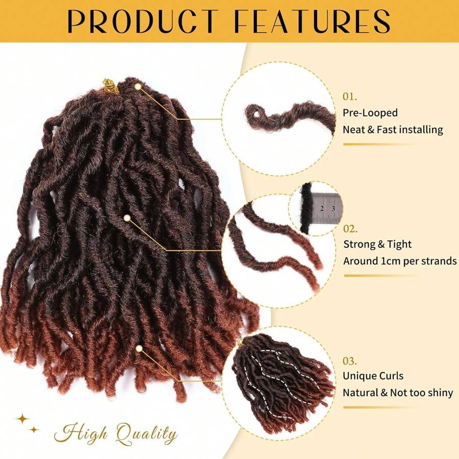Faux Locs Crochet Hair 8 Inches Soft Locs Pre-Looped Short Faux Locs ...