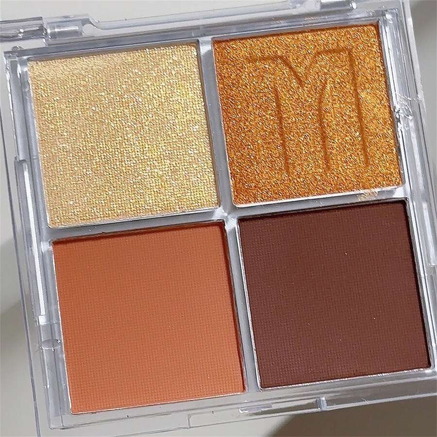 4-Color Eyeshadow Palette, Earth Tone & Delicate Matte & Pearly Lustre ...