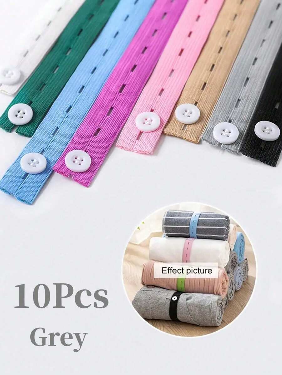 10pcs Elastic Band With Buttonholes, Stretchable Connectable Fastening ...