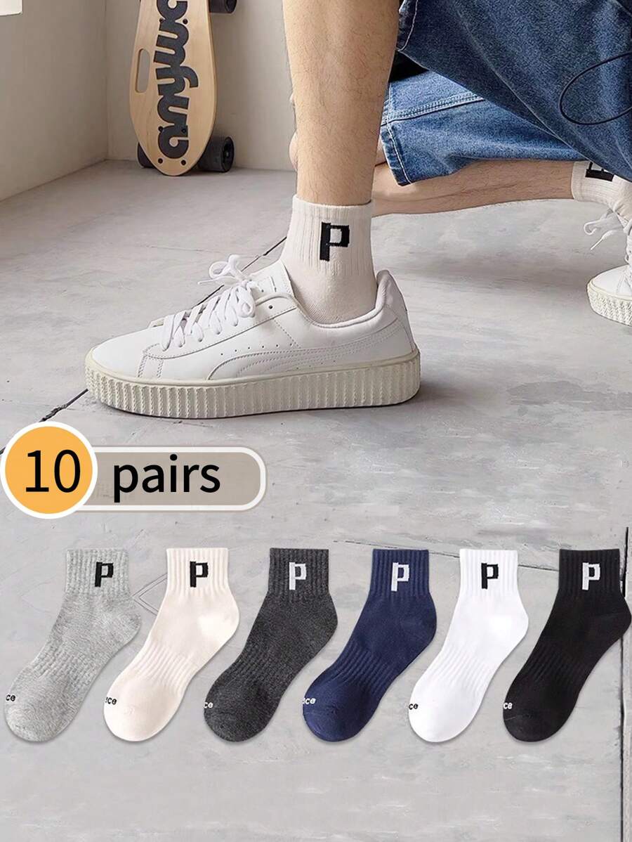 10 Pairs Of Men's Mid Length Socks That Absorb Moisture And Sweat, Are ...