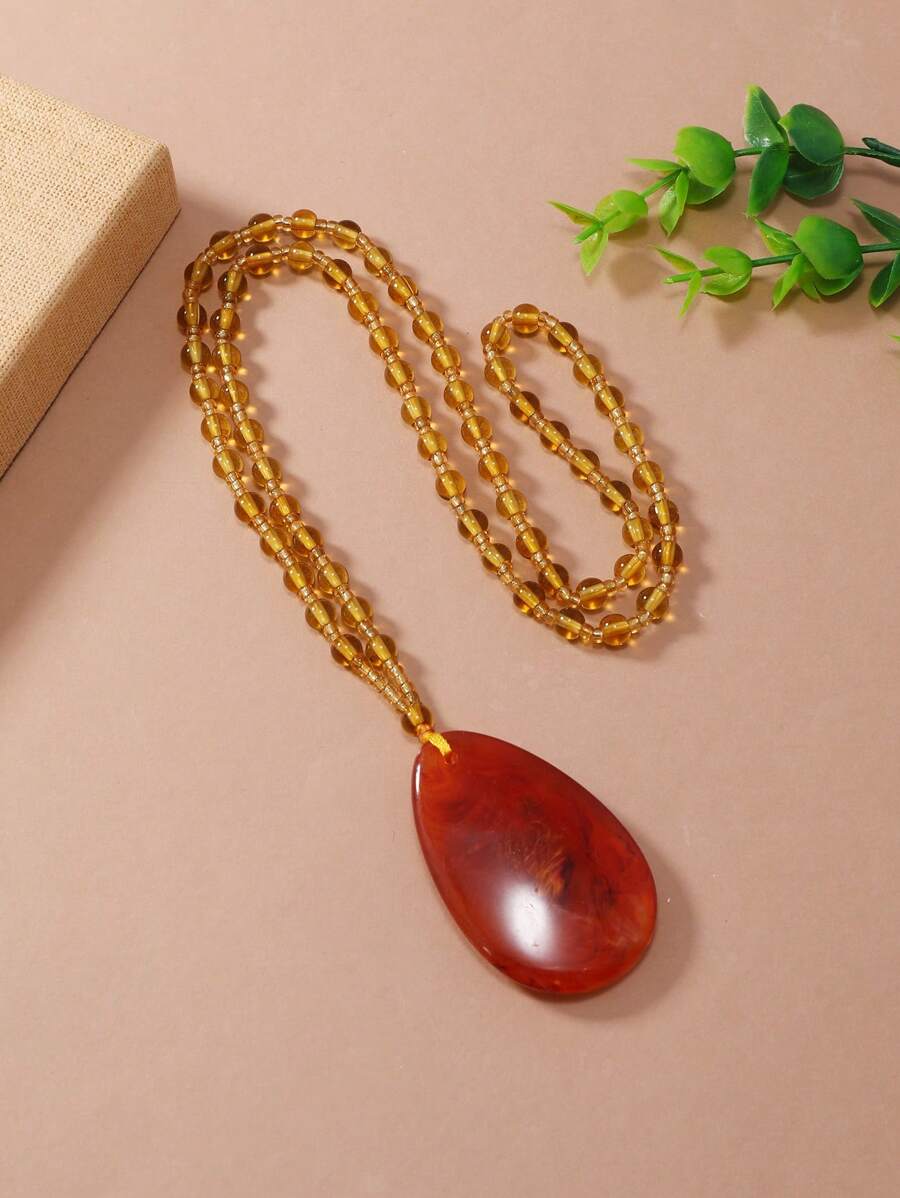 1pc Bohemian Fairy Style, Travel/Beach Themed Beaded Necklace With ...