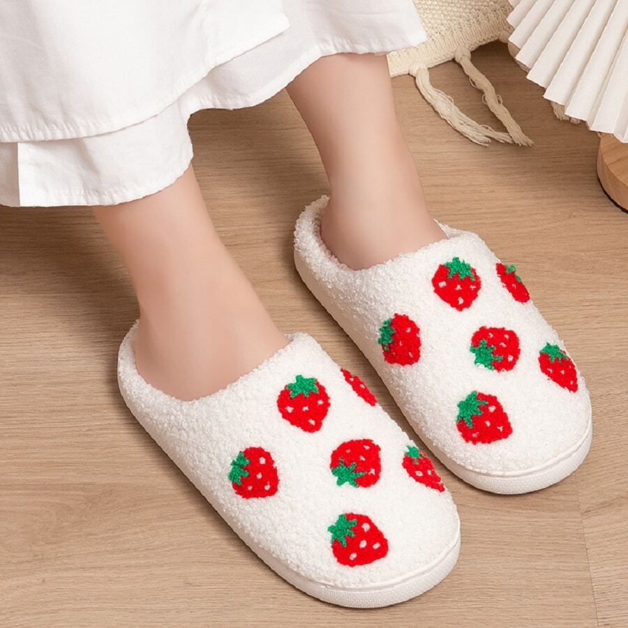 Women's Casual Round Toe Faux Suede Home Slippers With Embroidered ...