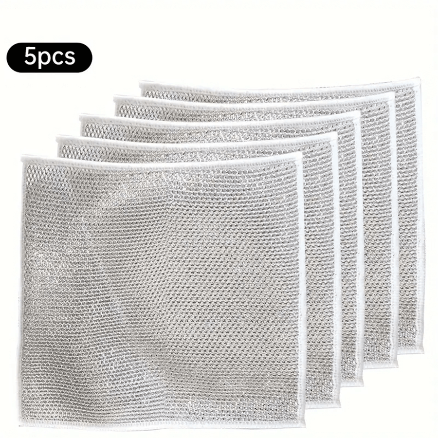 5pcs Dishwashing Cloth With Mesh Design For Efficient Cleaning Without ...