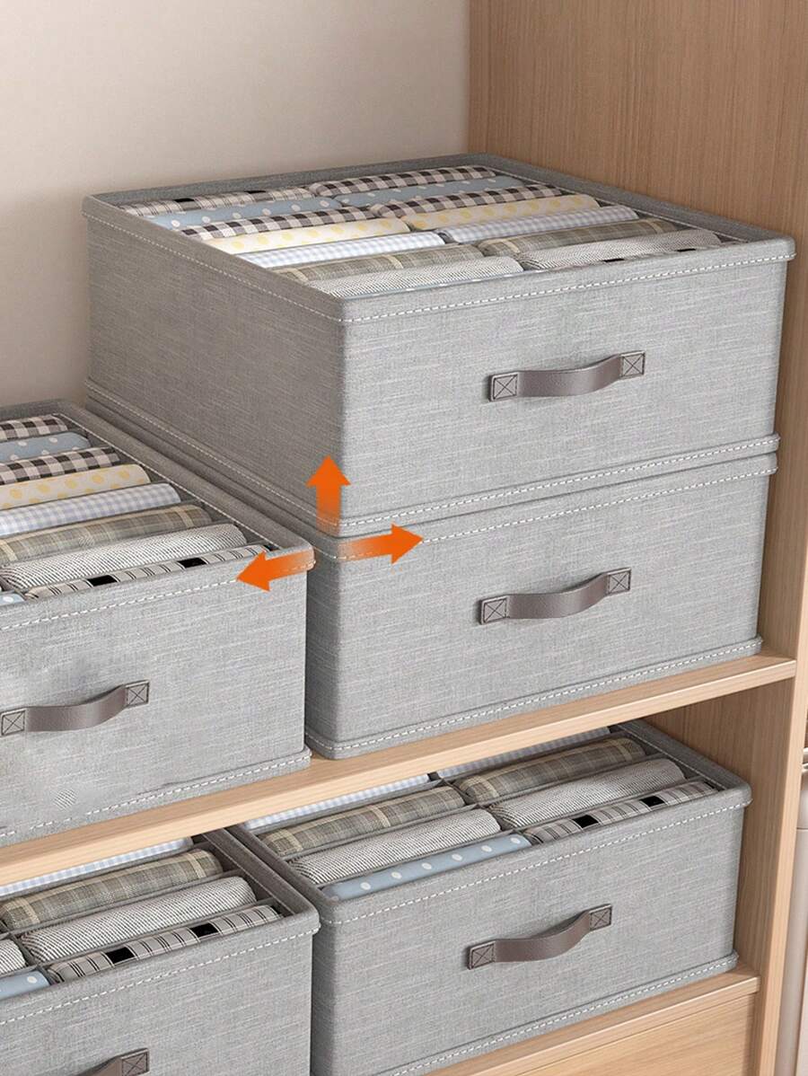 Gray Clothing And Pants Storage Box With Separated Compartments For ...