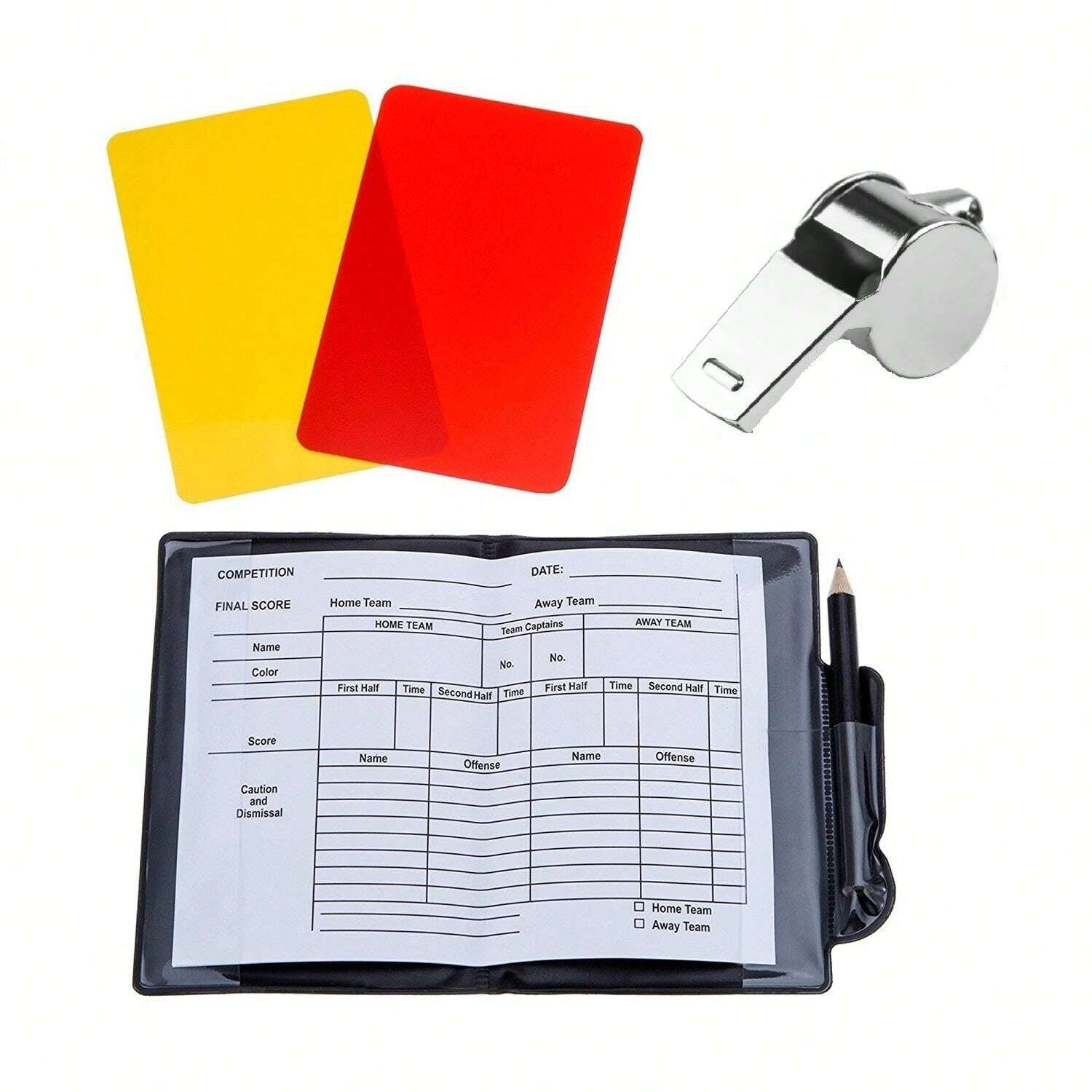 1 Pc Soccer Referee Card & Whistle Sets, Warning Referee Red And Yellow ...
