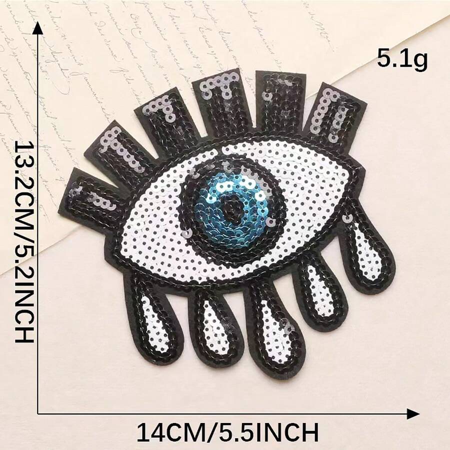 1pc Big Eye Sparkly Embroidered Patch For Clothing, Bag, Apparel Diy ...