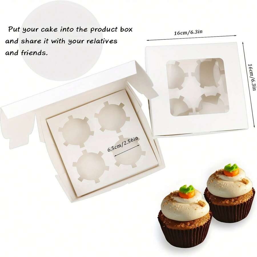 10/20 Pack White Paper Cupcake Boxes With 4 Cavity Cookie Gift Boxes ...