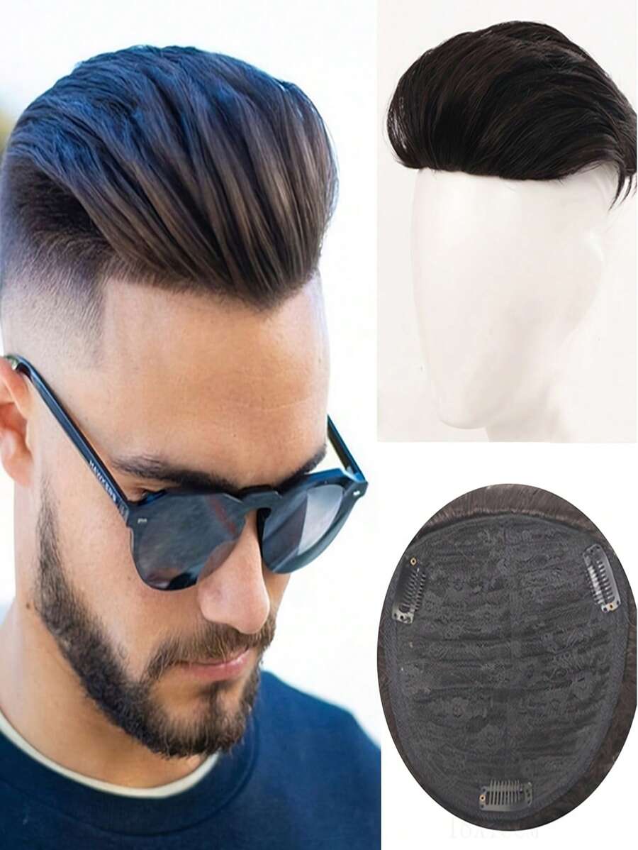 Men's "Slicked Back Hairstyle",Men's Synthetic Black Toupee,Men's Hair ...