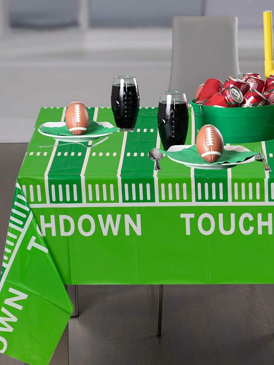 1Pc Rugby Theme Party Decoration, Disposable Tablecloth, GAME TIME ...