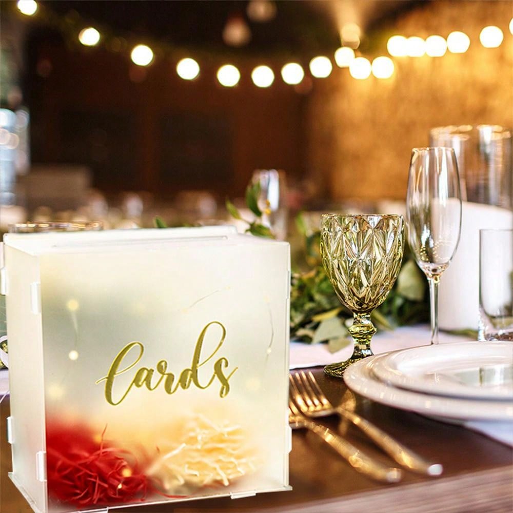 Translucent Frosted Wedding Card Box With LED Light, Simple DIY Acrylic ...