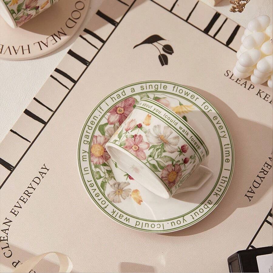 A Set Of Simple And Elegant Hand-Painted Ceramic Coffee Cups And ...