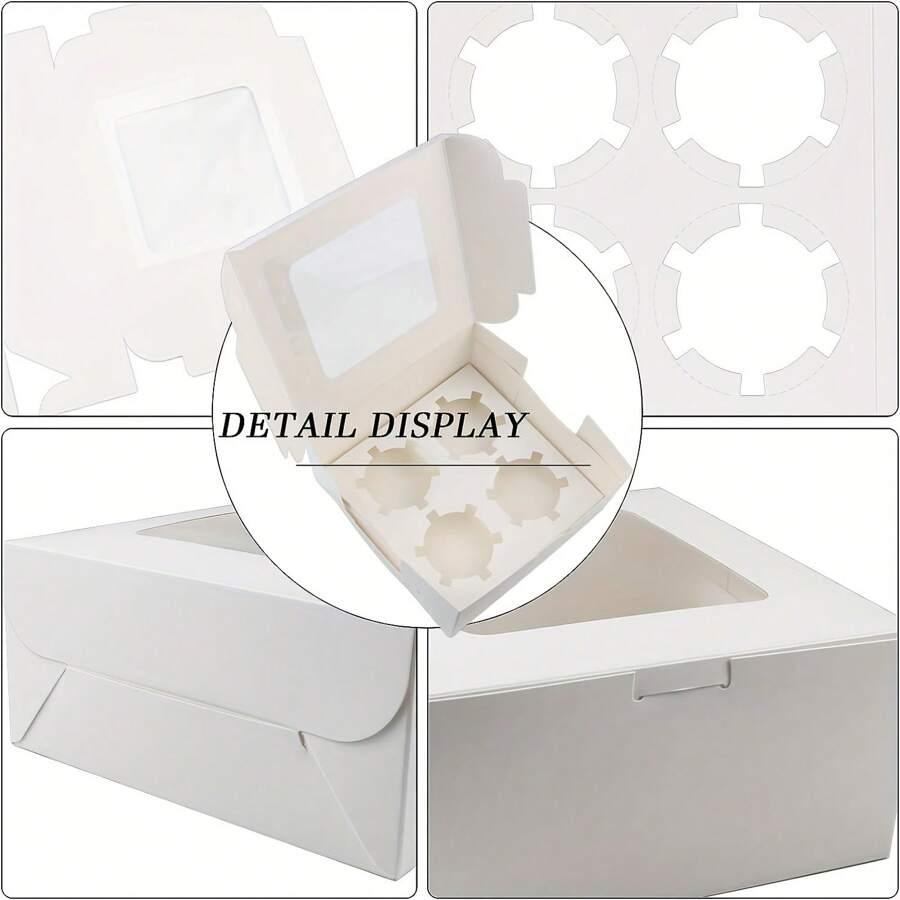 10/20 Pack White Paper Cupcake Boxes With 4 Cavity Cookie Gift Boxes ...