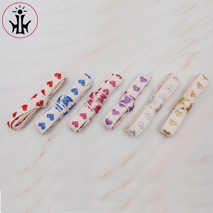 1pair Colorful Metallic Wire Heart Shoelaces For Wide Sneaker, Cute And ...