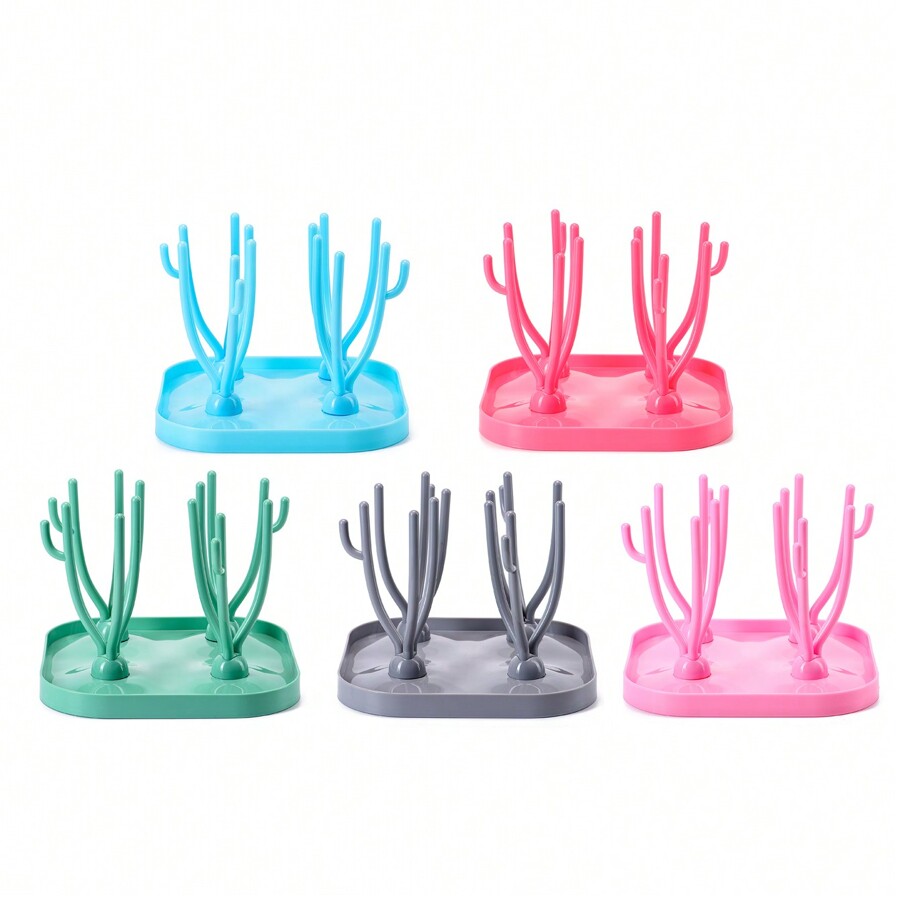 1pc Coral-Tree-Shaped Baby Bottle Drying Rack With Drain Board, Baby ...