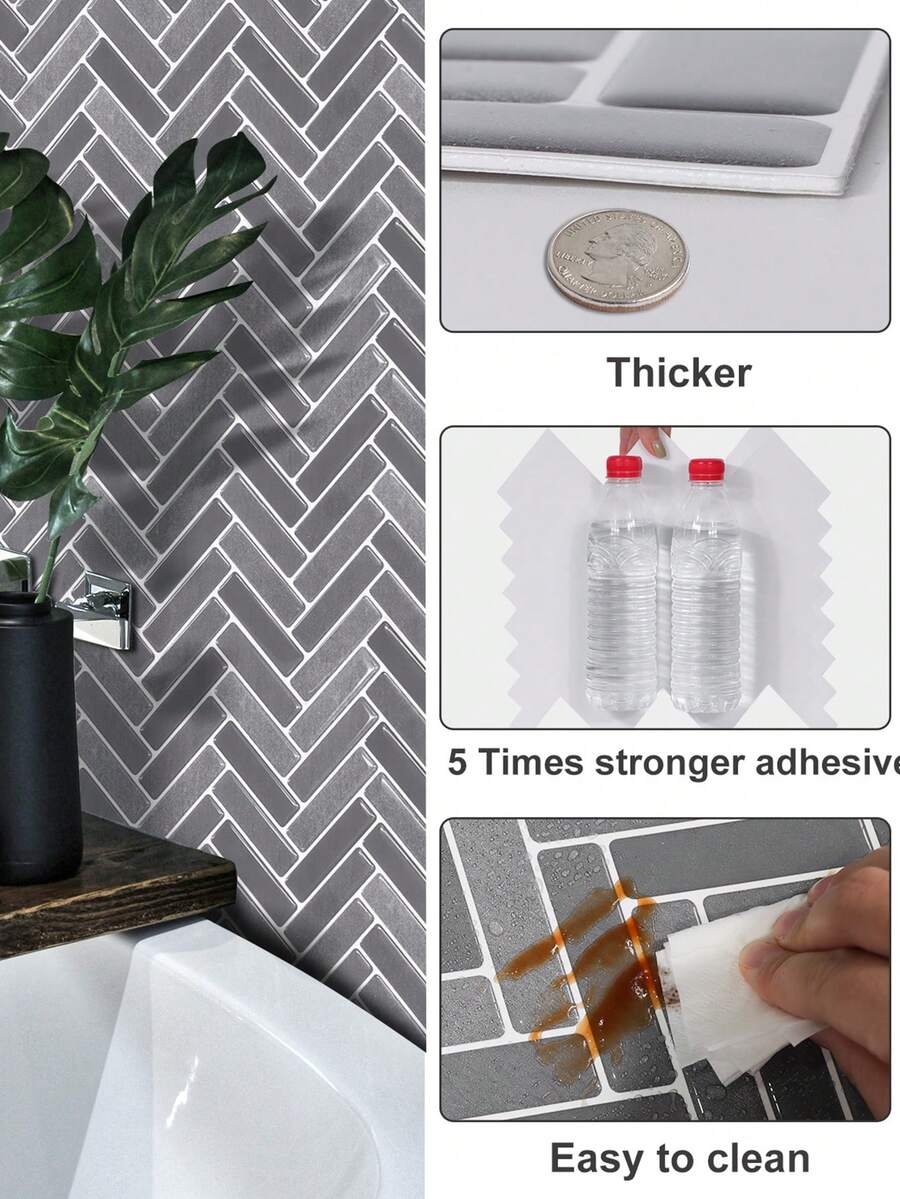 Herringbone Tiles Peel And Stick Backsplash, Stick On Tiles Kitchen ...