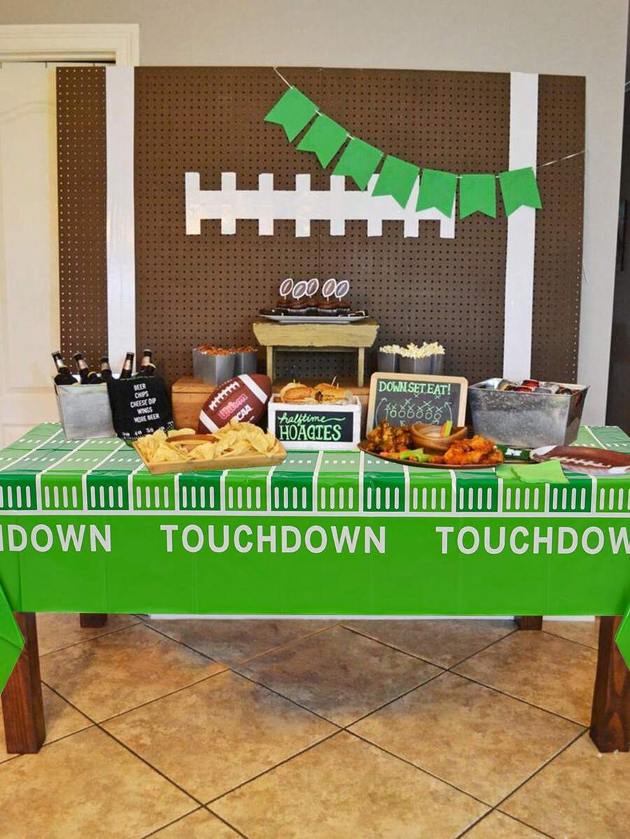 1Pc Rugby Theme Party Decoration, Disposable Tablecloth, GAME TIME ...