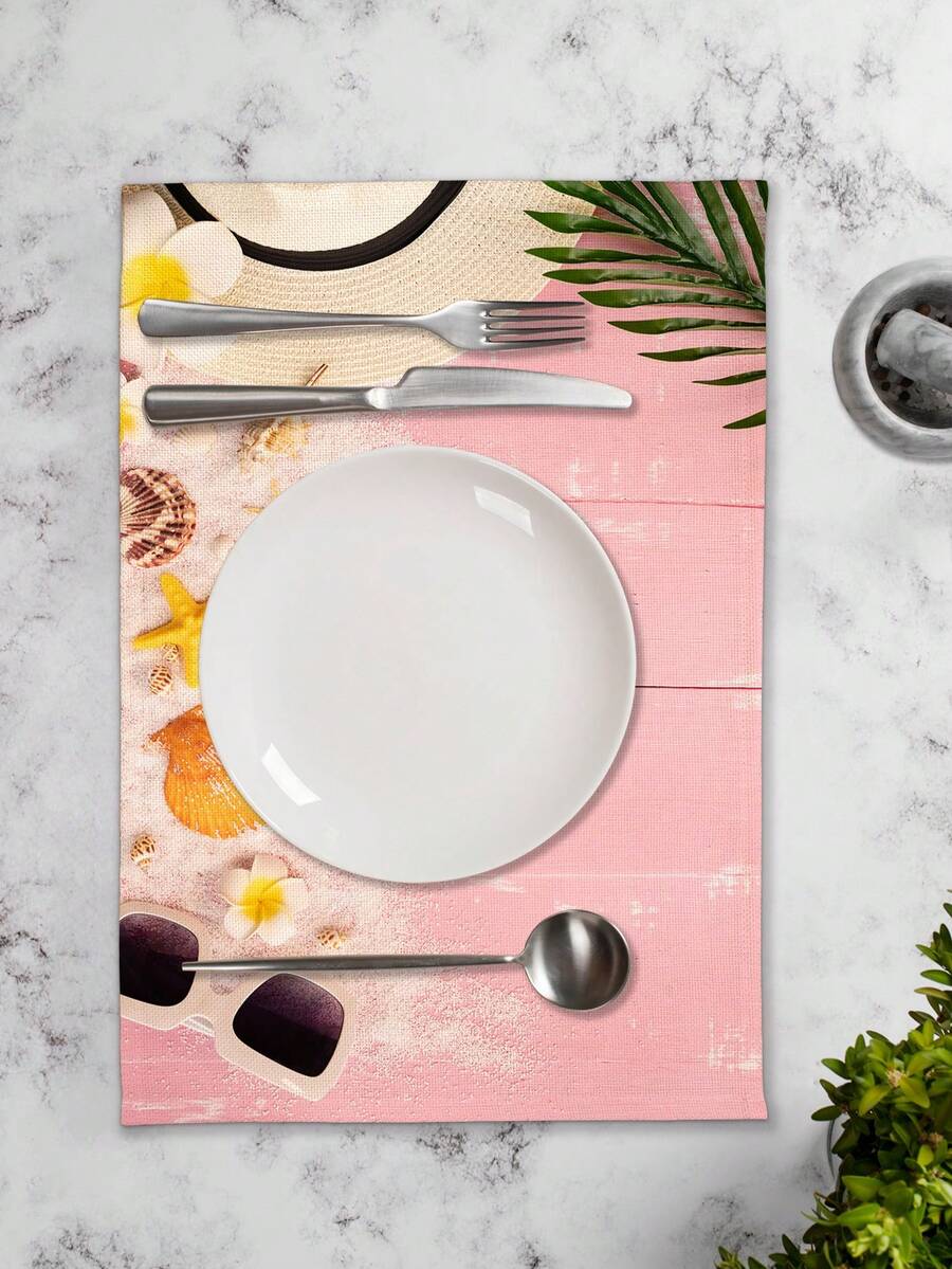 1pc Beach Vacation Placemats, Fish Star Shell Dinner Decor Table Mats ...