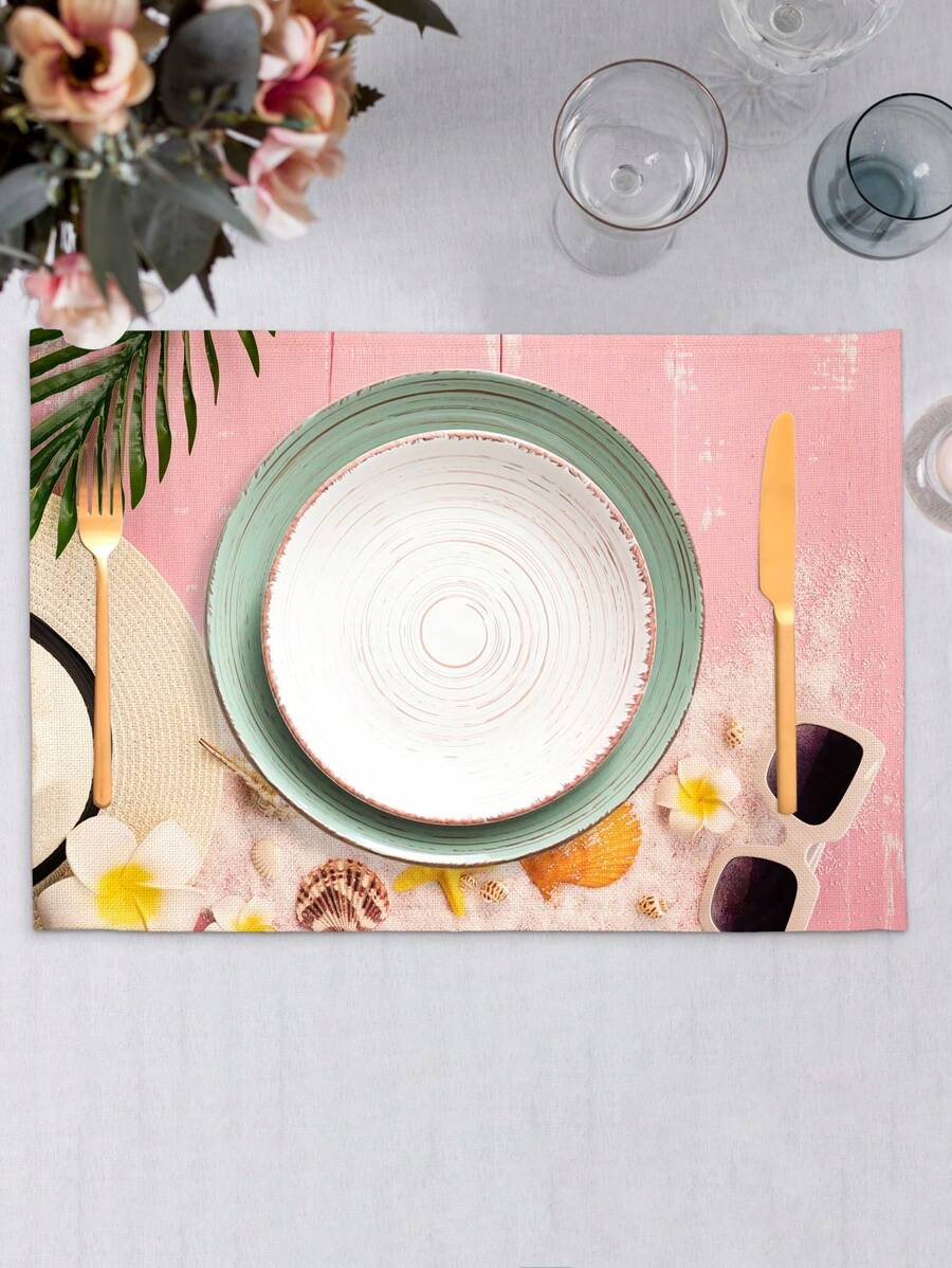 1pc Beach Vacation Placemats, Fish Star Shell Dinner Decor Table Mats ...