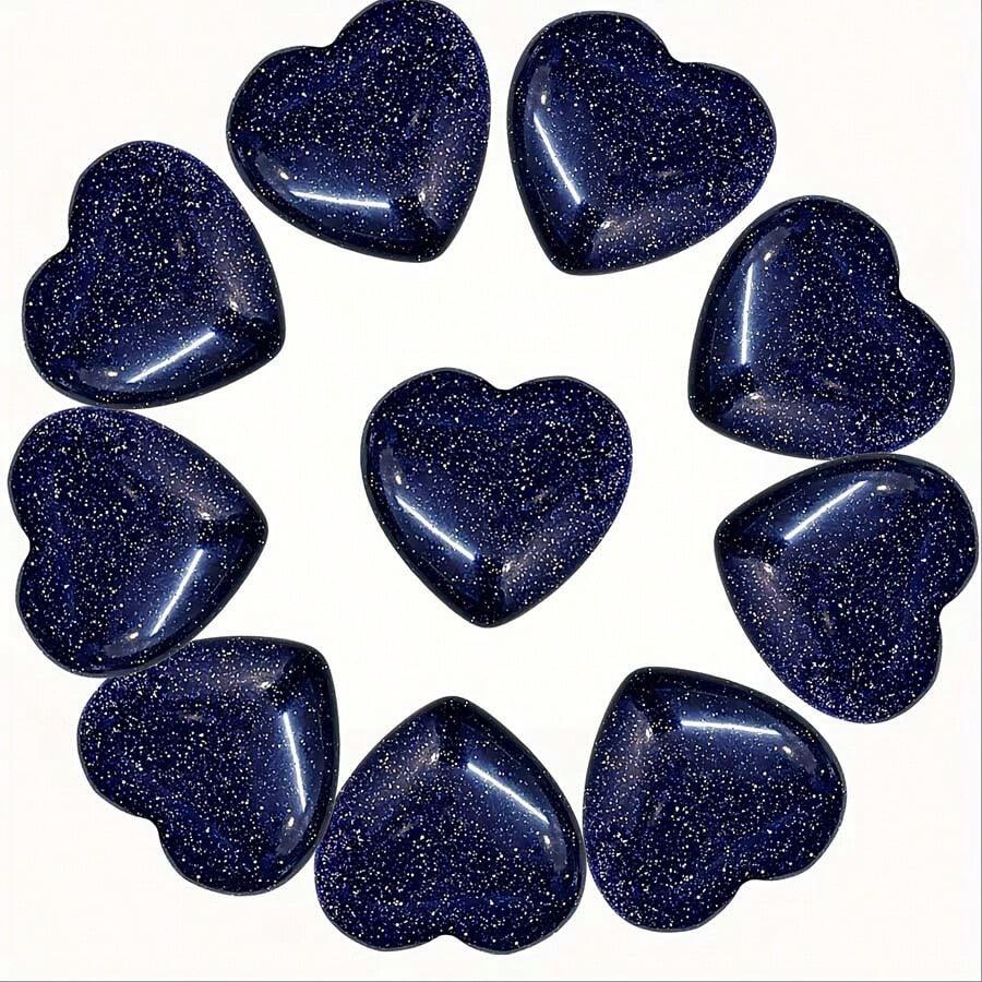 10pcs Natural Blue Sandstone Heart Shaped Rough Stone Set 2cm/0.8in ...
